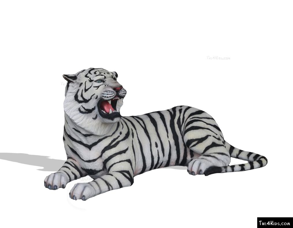 Lying White Tiger Sculpture - The 4 Kids